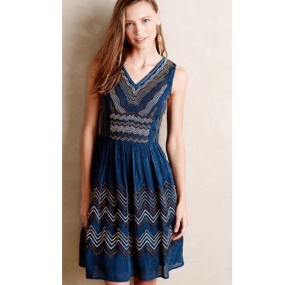 Anthropologie | Dresses | Meadow Rue Anthropologie Beaded Chevron Dress | Poshmark